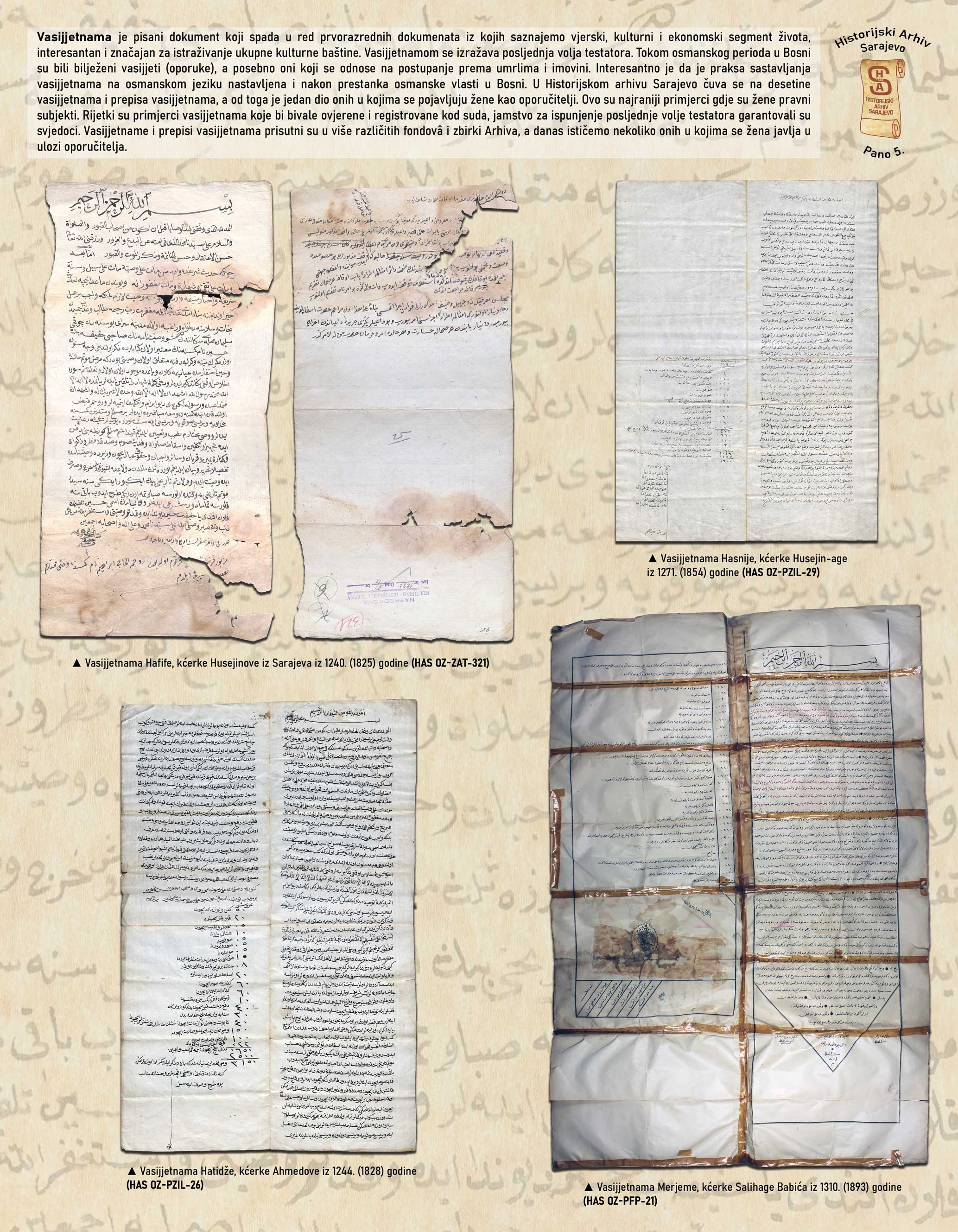 Prvi pano izložbe "Femme Archival - Ženski glas iz Arhiva" · DARIAH-BiH